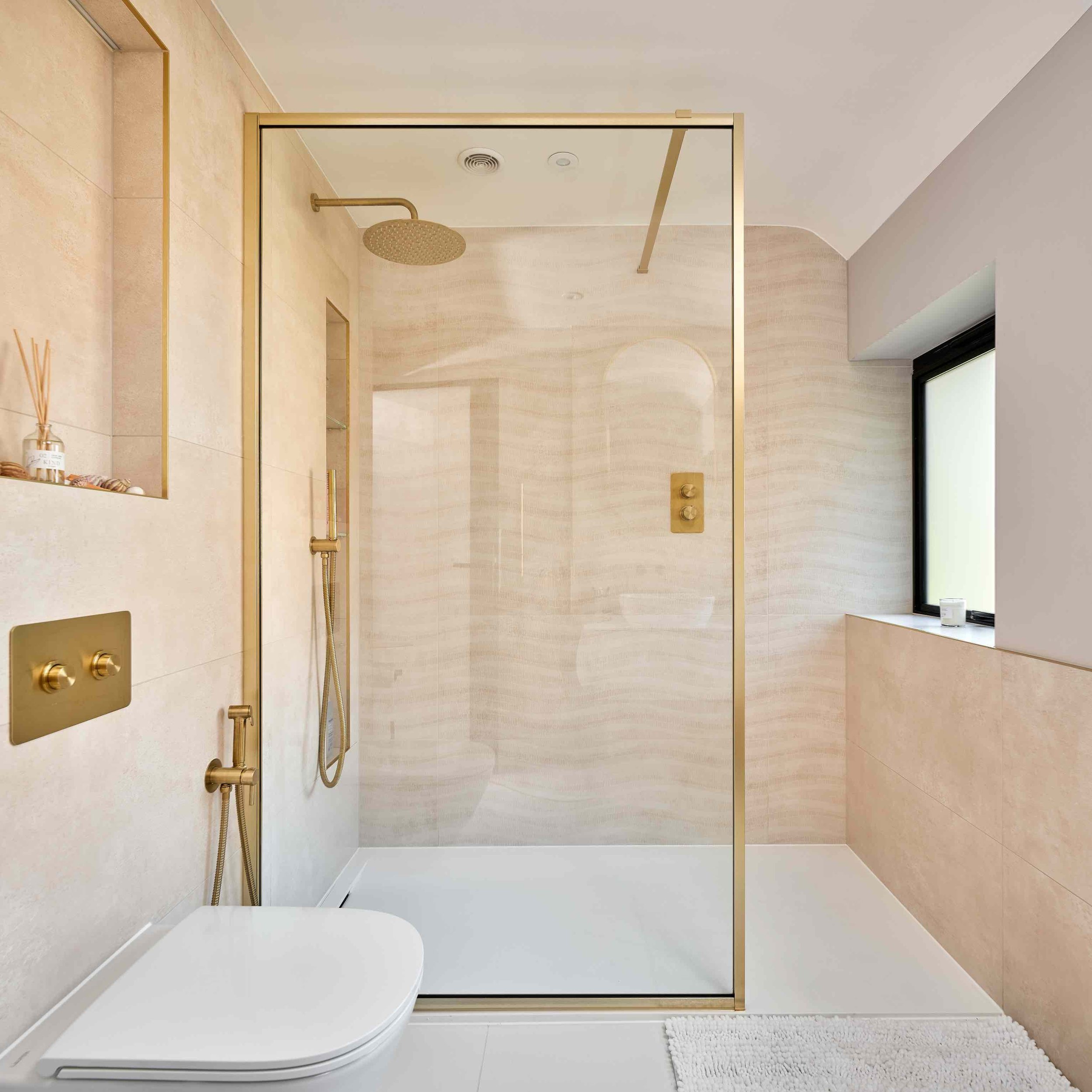 Walk-in Bathroom Shower With Fixed Panel