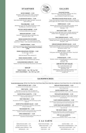 Lunch, Dinner & Dessert Menus — Olney Grille
