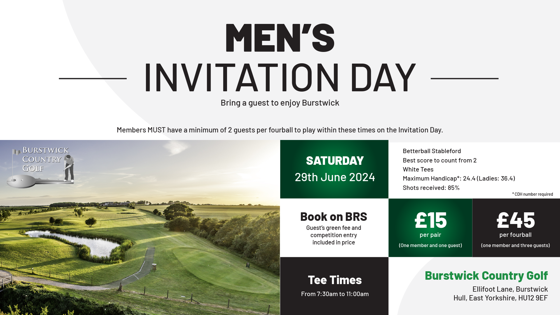 Mens Invitation Day - Saturday 29th June 2024 — Burstwick Country Golf ...