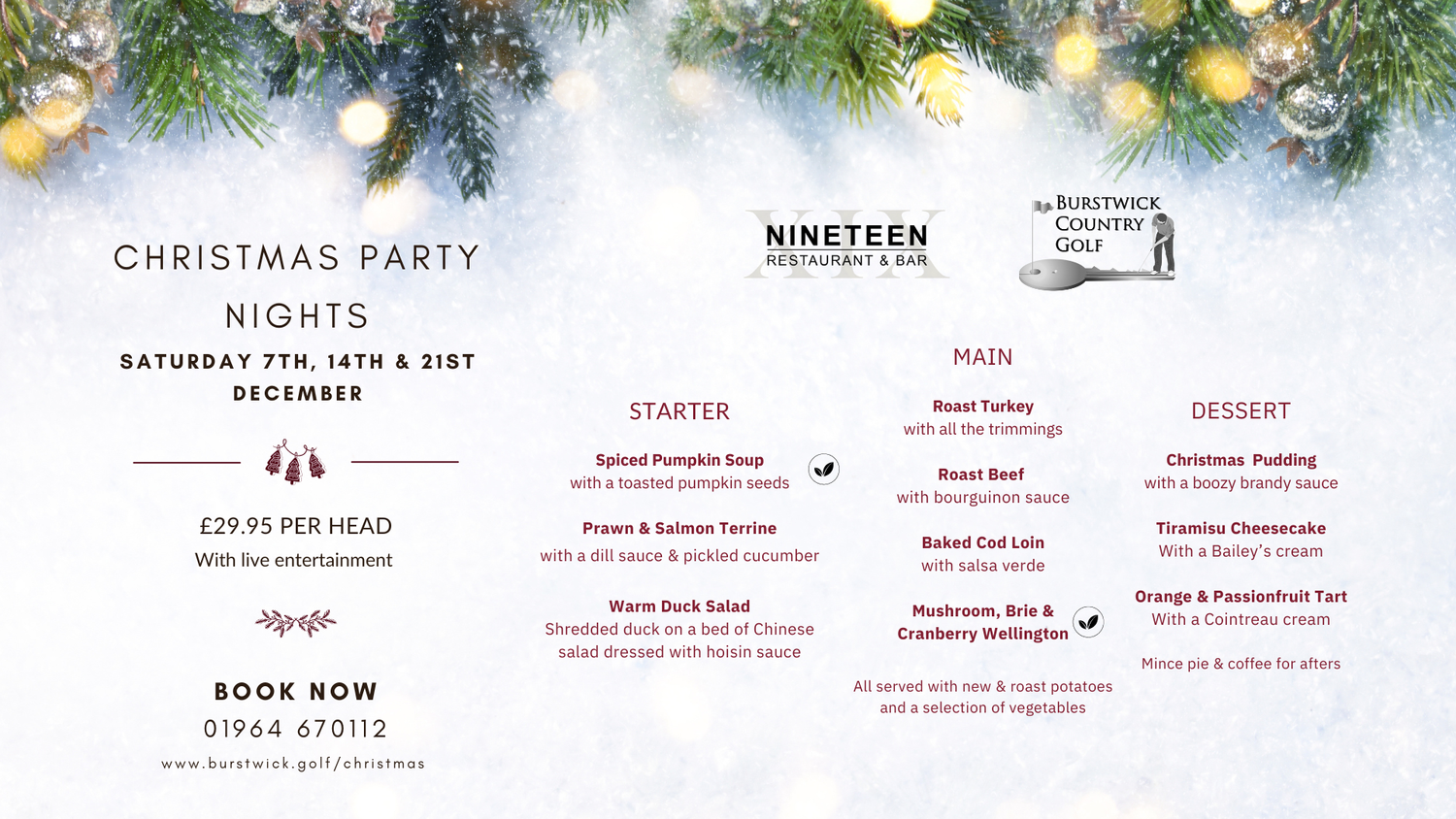 Christmas Parties at Nineteen Restaurant — Burstwick Country Golf ...
