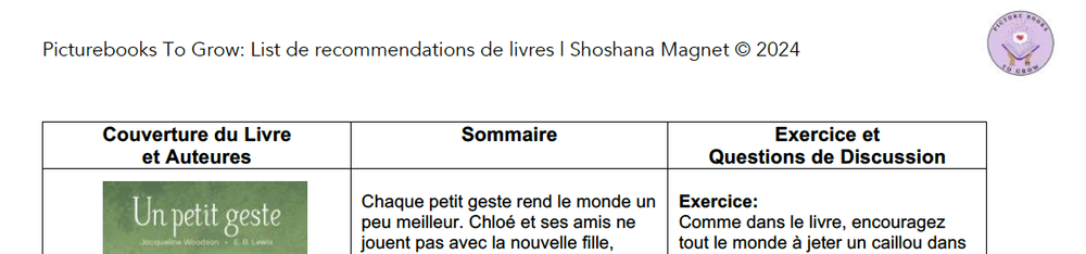 Worksheets + Resources — Picture Books to Grow