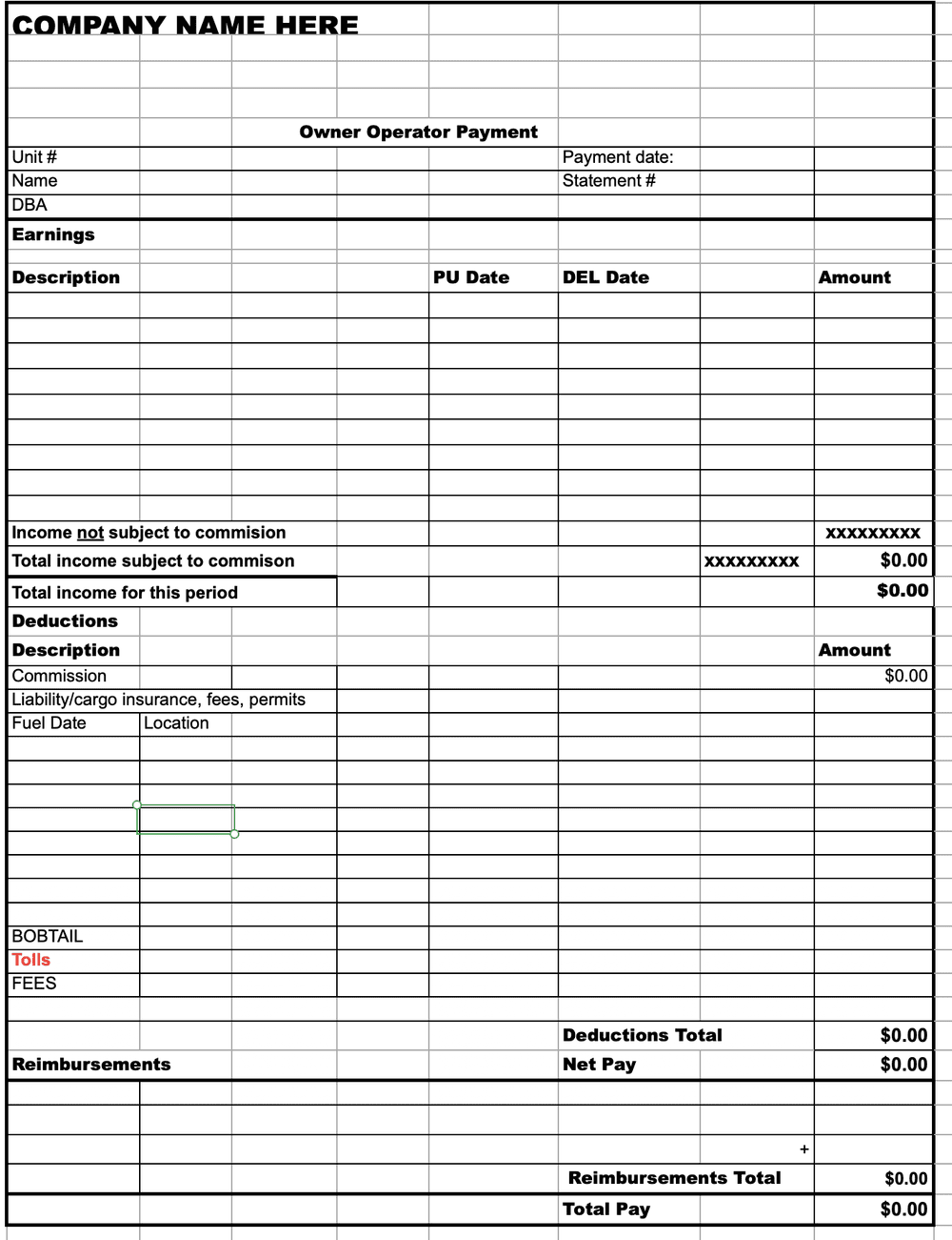 Invoice Tracker Template — Never Stop Trucking