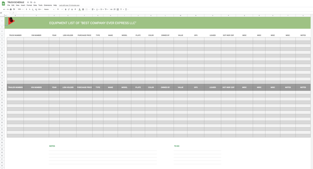 Invoice Tracker Template — Never Stop Trucking
