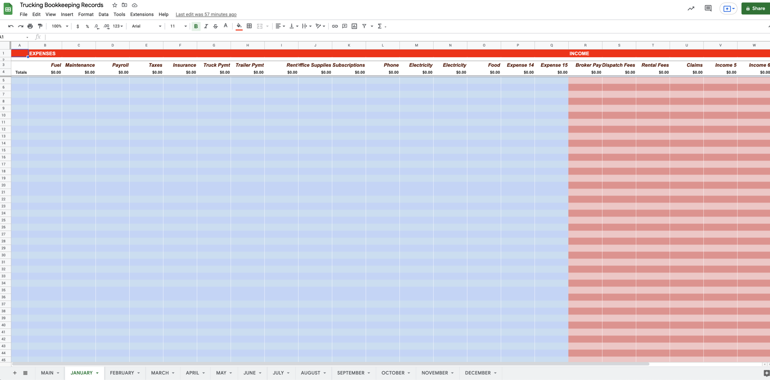 Invoice Tracker Template — Never Stop Trucking