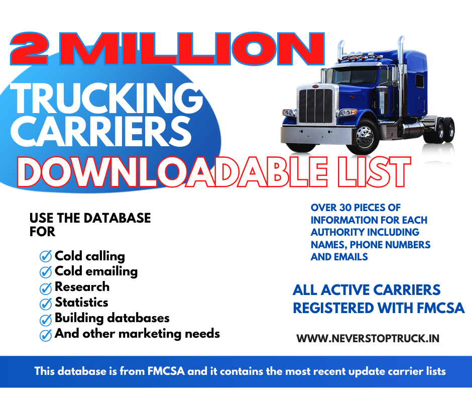 FMCSA Trucking Authority Database - All Carriers — Never Stop Trucking
