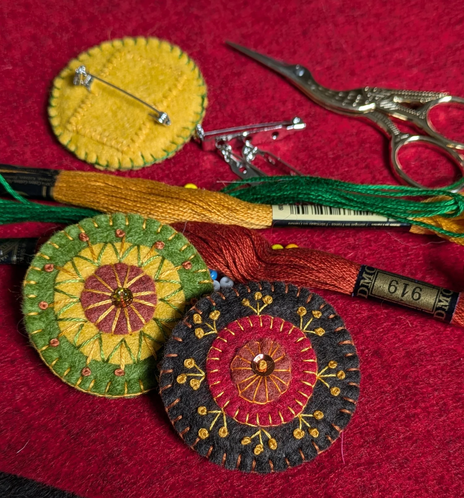 Slow Stitching – Hand-Embroidered Mandala Brooches — Craft4Crafters