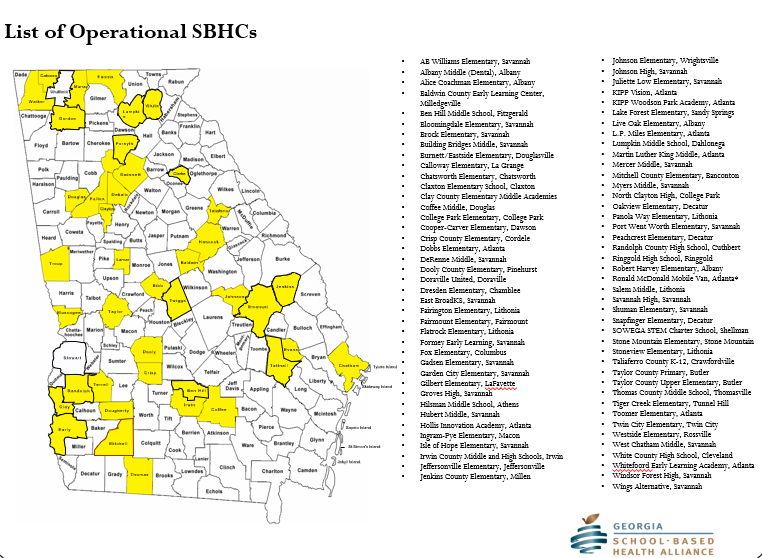 Georgia SBHC Map — GASBHA