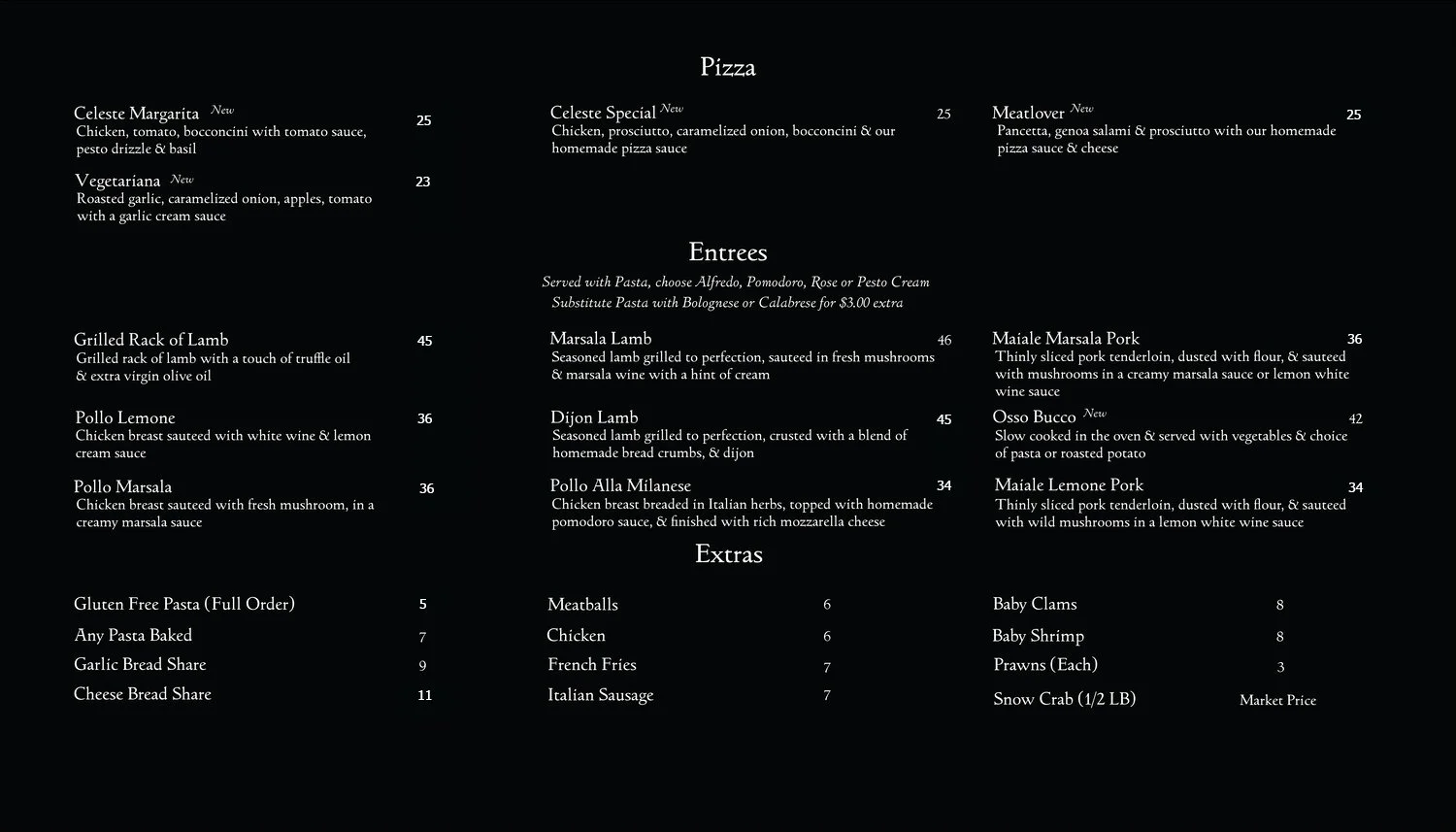 Dinner — Cafe Celeste