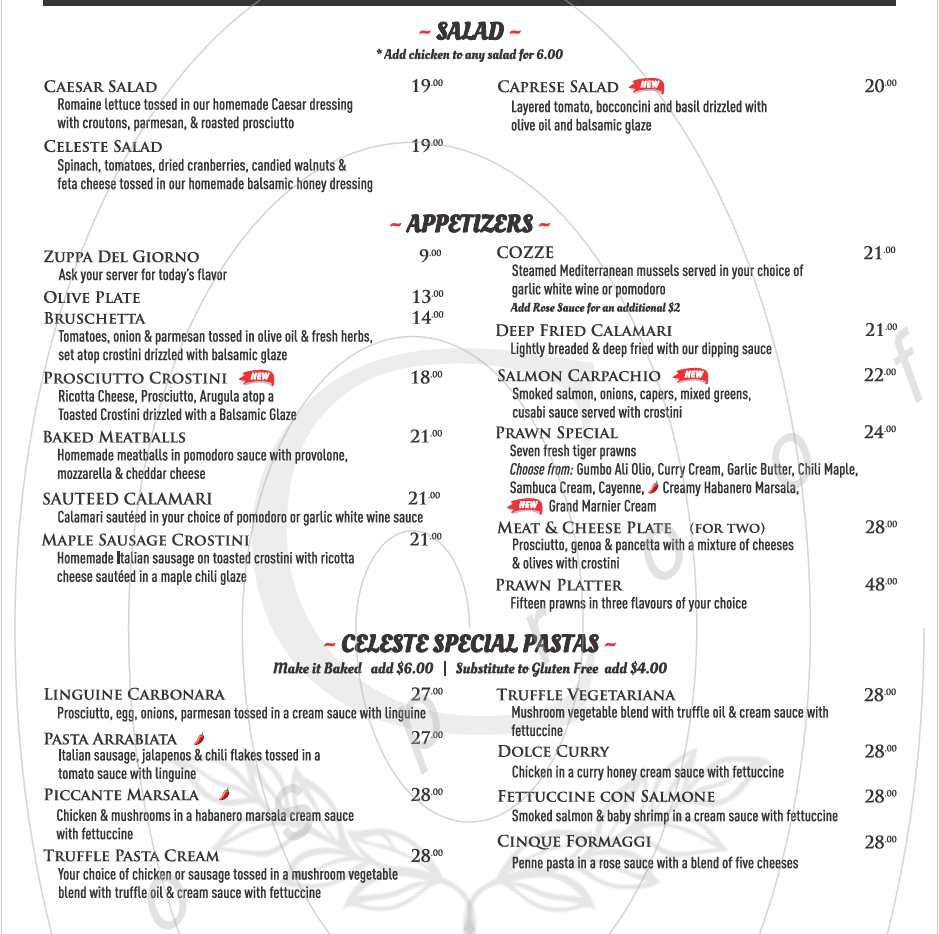 Dinner — Cafe Celeste