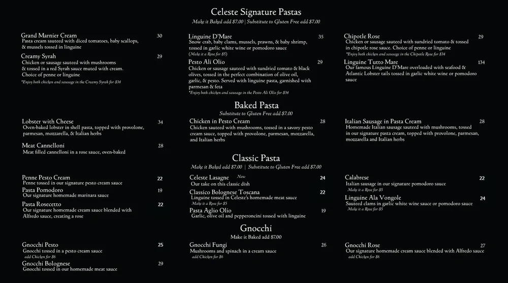 Dinner — Cafe Celeste