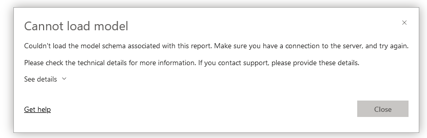 Power BI tile error: Couldn't retrieve the data for this visual. Please try again later. — Fred ...
