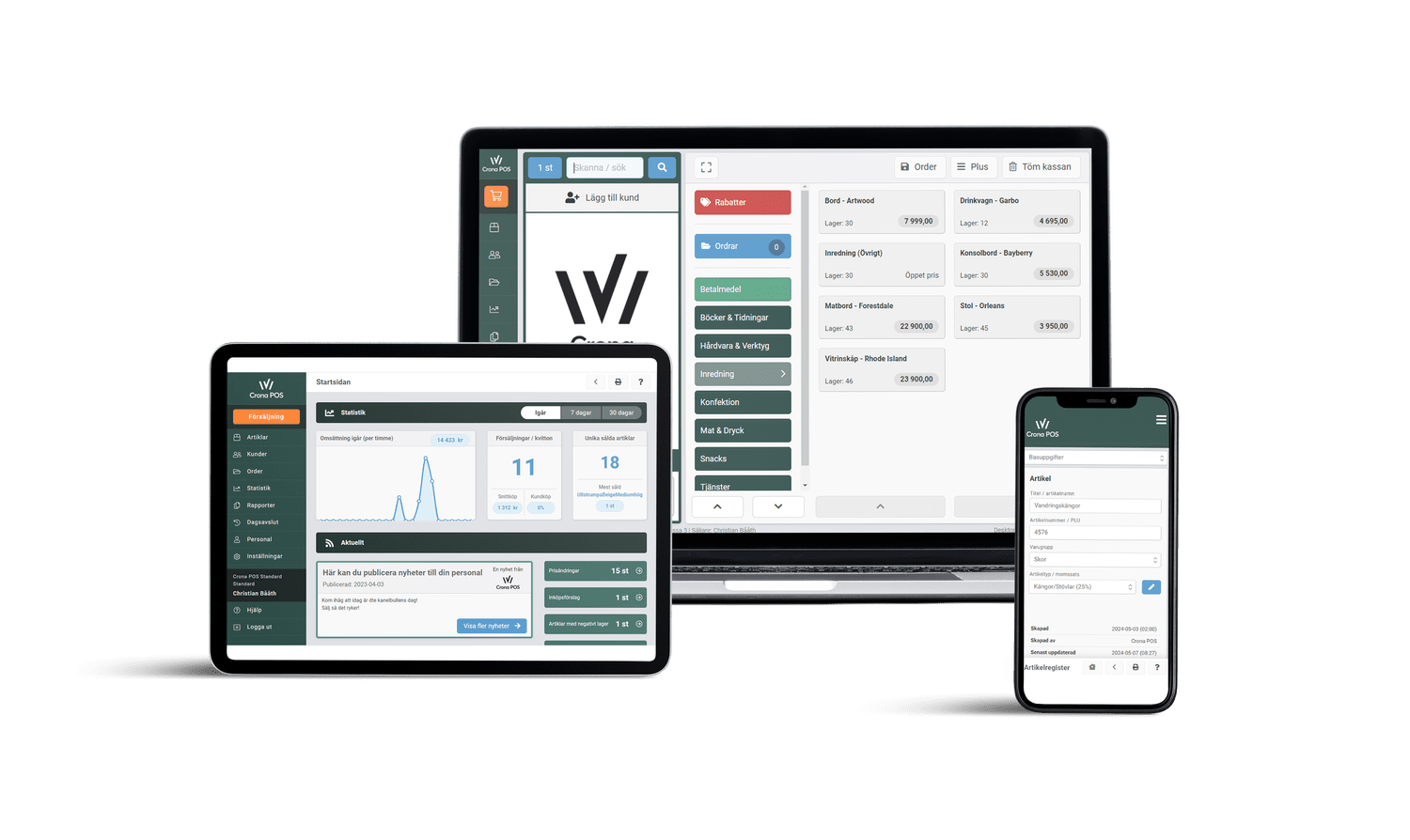 Kassasystem för småföretag och butiker — Crona Software