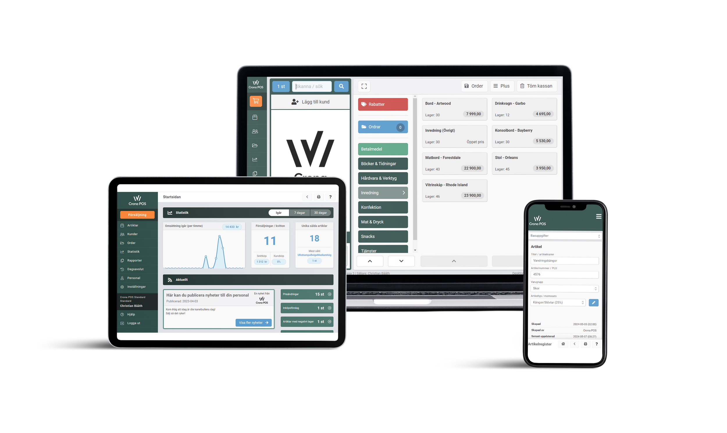 Kassasystem för småföretag och butiker — Crona Software