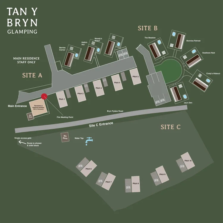 Site Map — Tan Y Bryn Glamping & Touring