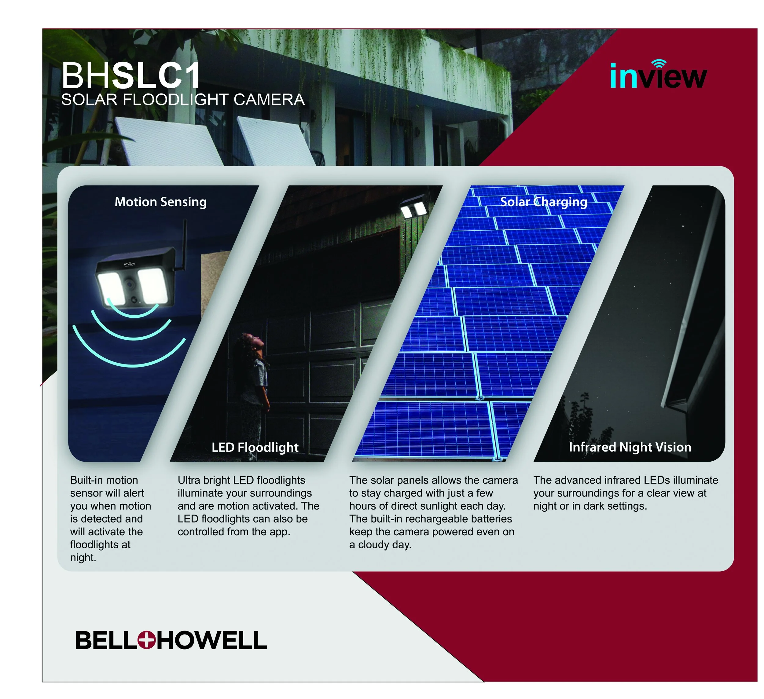 BHSLC1 Solar Floodlight Outdoor Camera — Bell+Howell