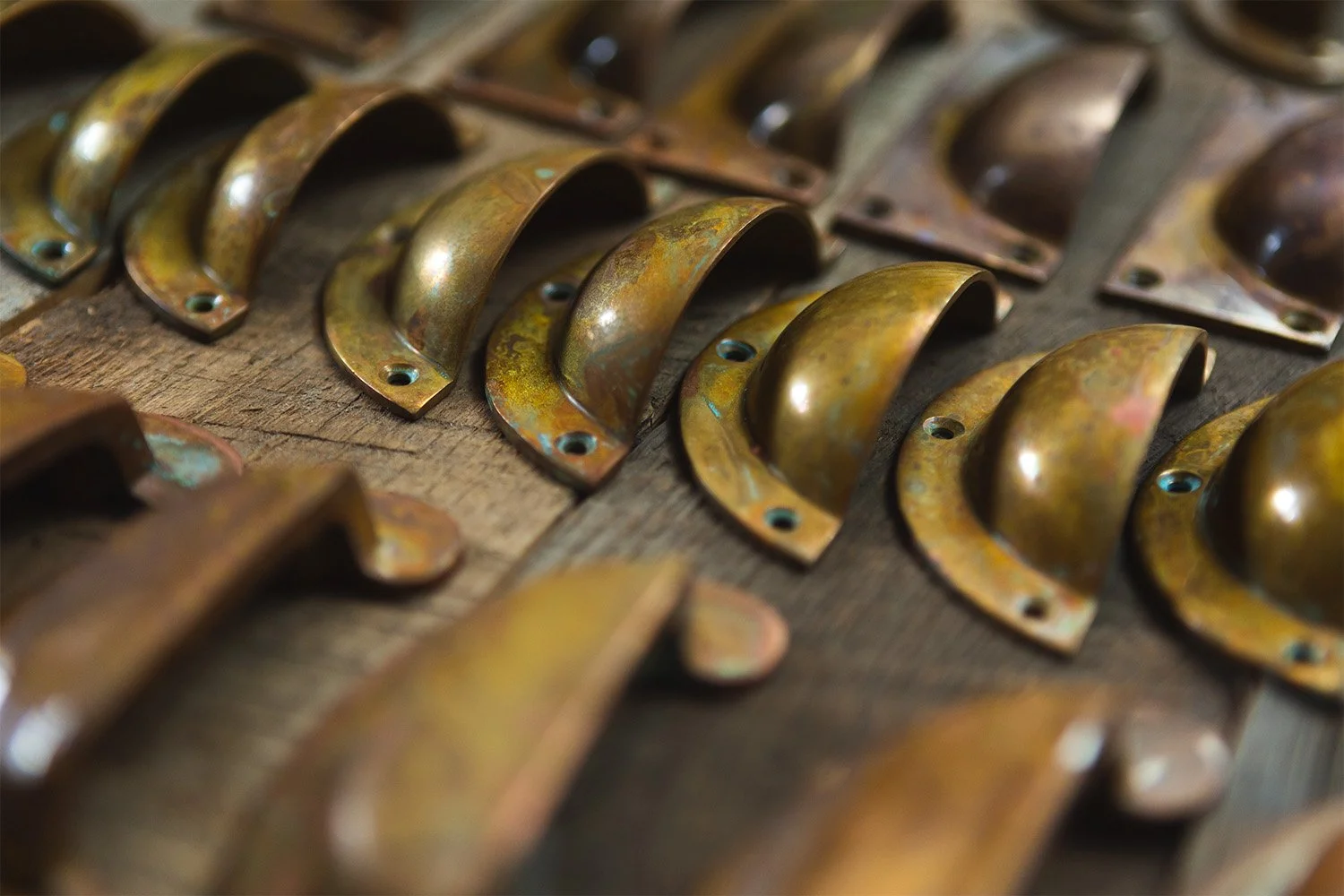 Hand aged brass hardware - Ottone Hardware