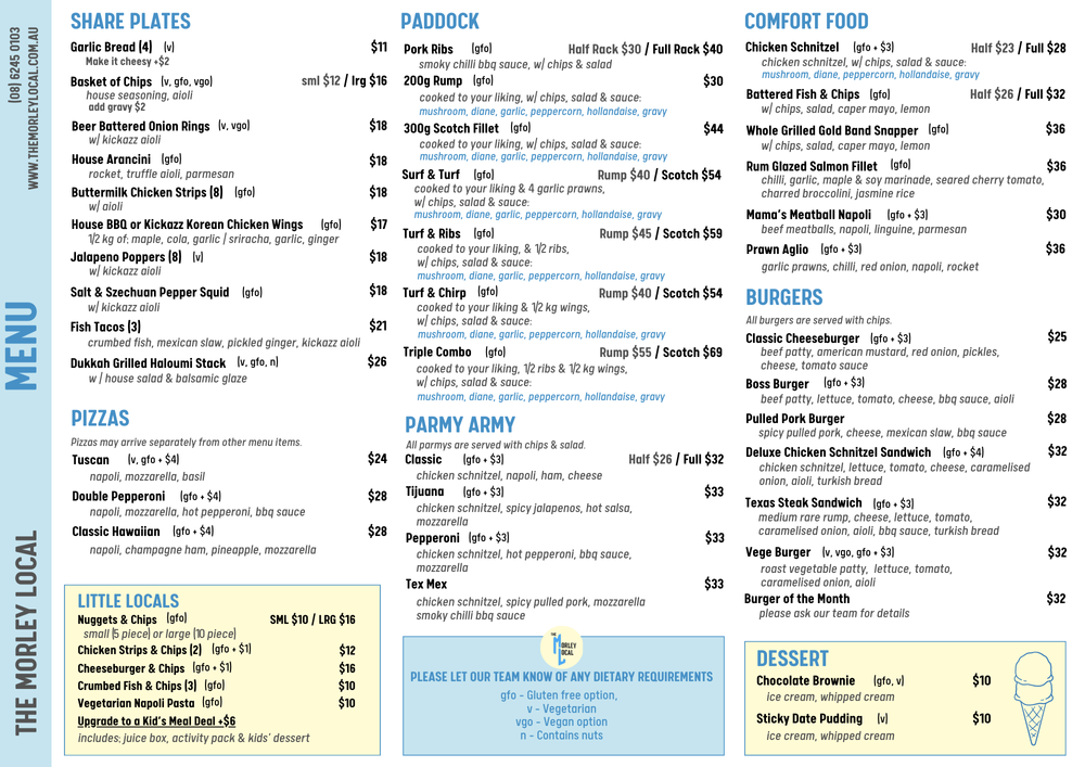 Menu — The Morley Local