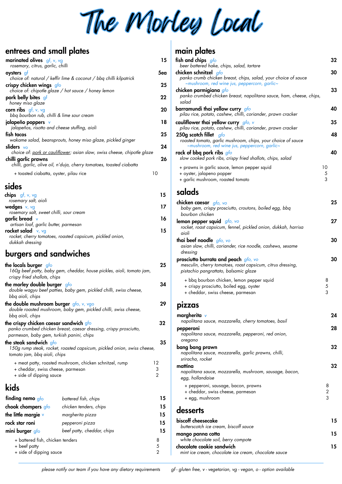 Menu — The Morley Local