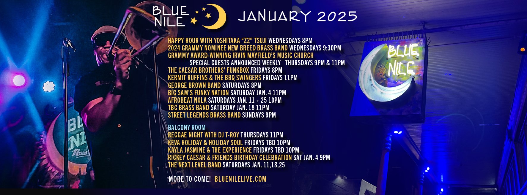 BLUE NILE LIVE MUSIC ON FRENCHMEN STREET, New Orleans. Funk, Jazz, Brass, Booze.