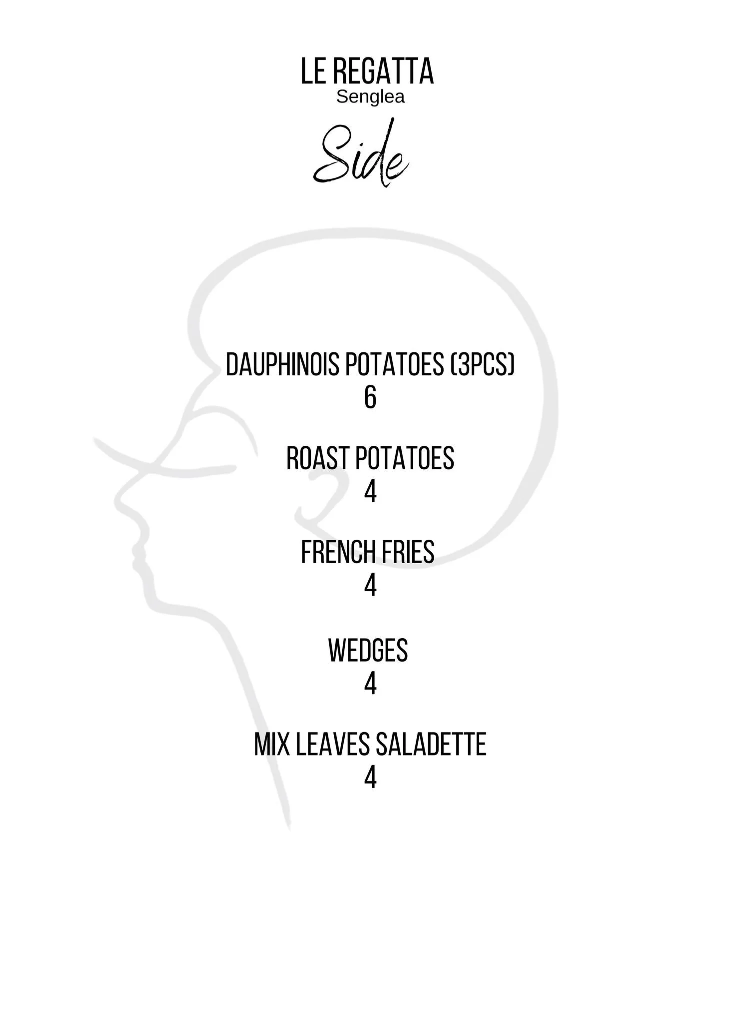 Menu — LE REGATTA RESTAURANT