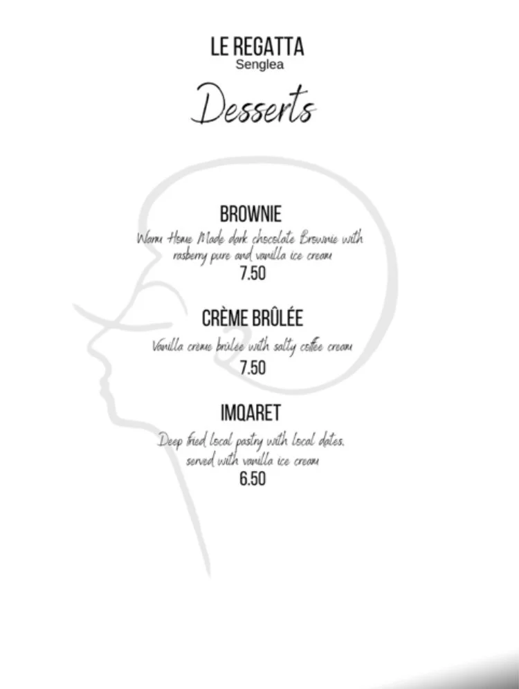 Menu — LE REGATTA RESTAURANT