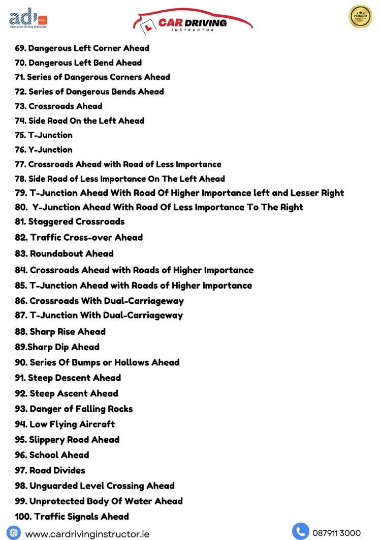 Road Signs — Car Driving Instructor