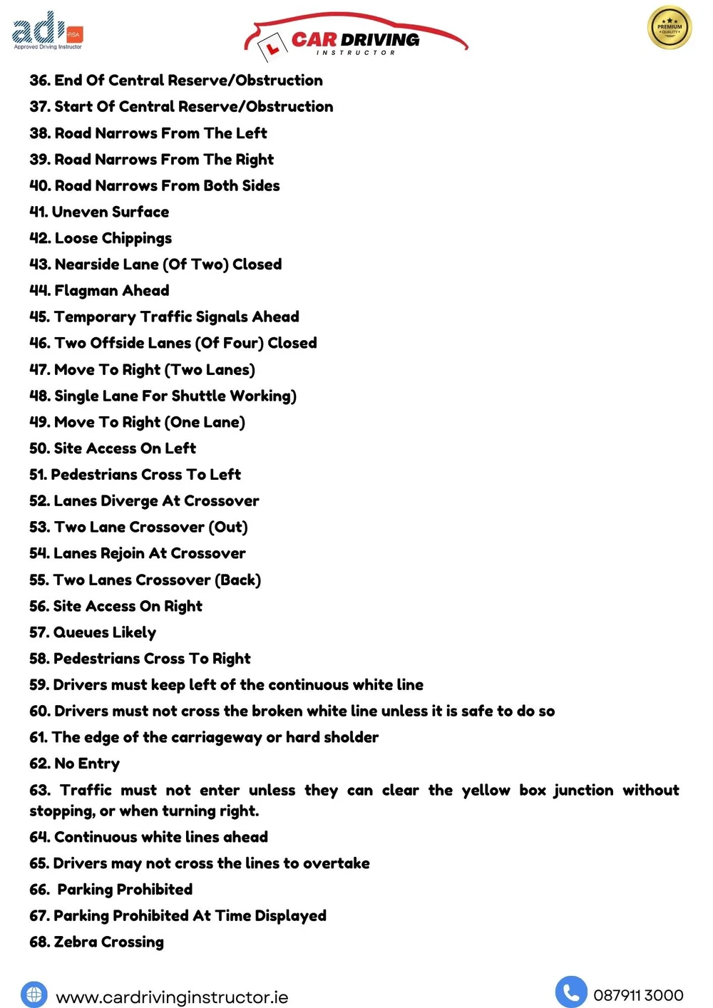 Road Signs — Car Driving Instructor