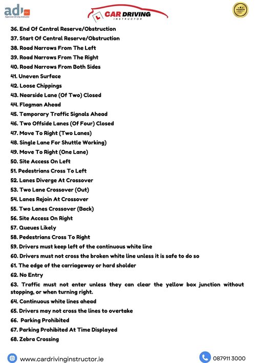 Road Signs — Car Driving Instructor