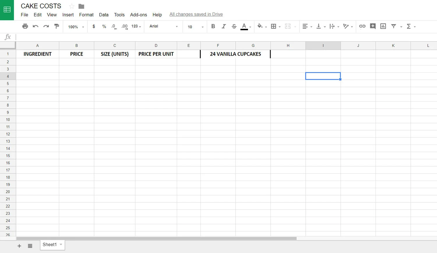 Create your own cake costs spreadsheet: tutorial — Bake This Happen