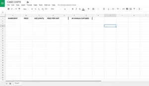 Create your own cake costs spreadsheet: tutorial — Bake This Happen