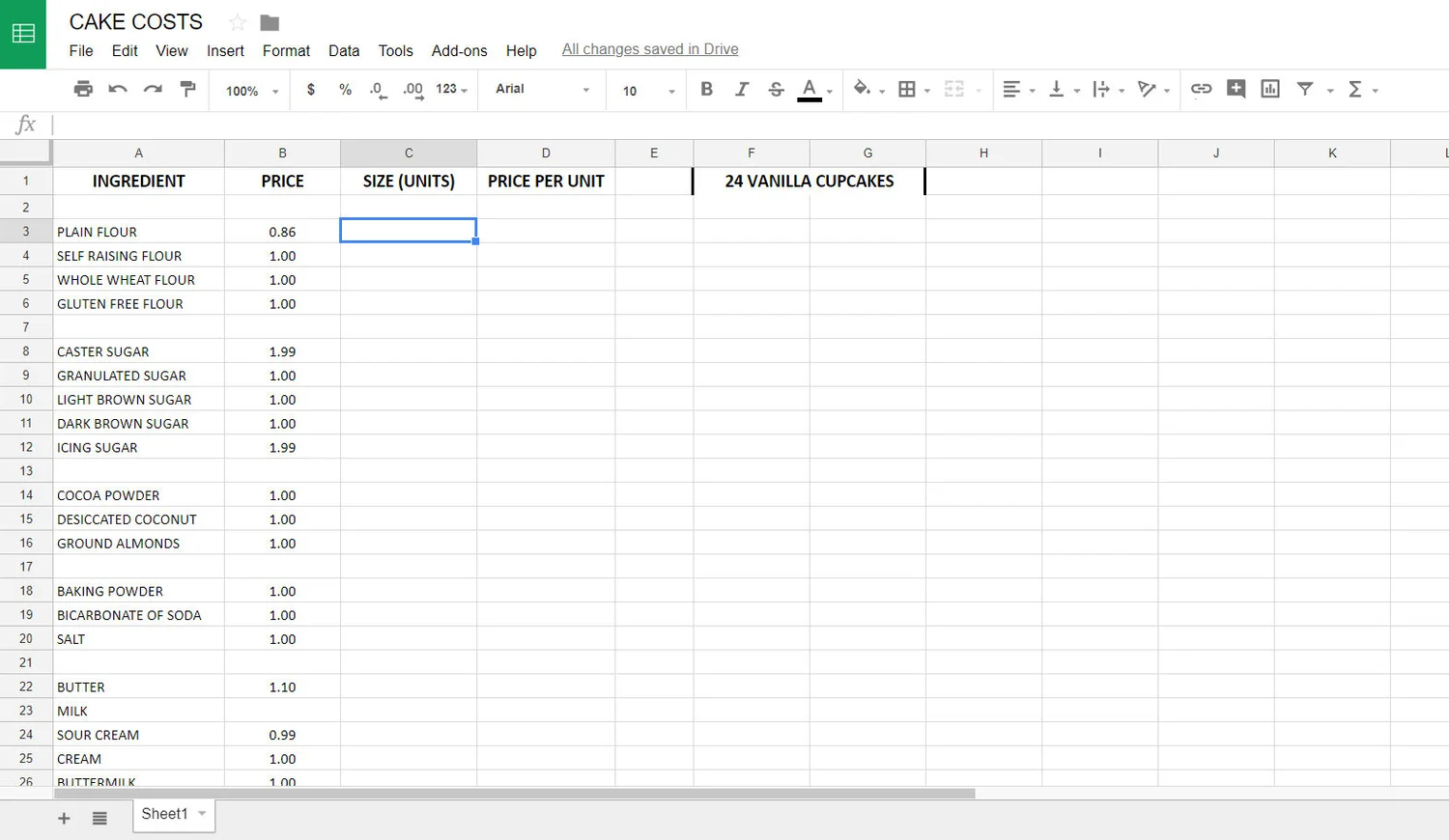 Create your own cake costs spreadsheet: tutorial — Bake This Happen