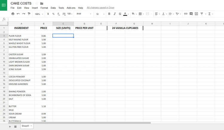 Create your own cake costs spreadsheet: tutorial — Bake This Happen