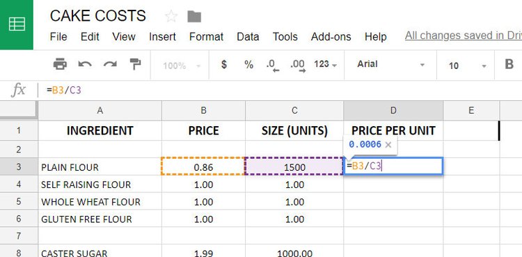 Create your own cake costs spreadsheet: tutorial — Bake This Happen