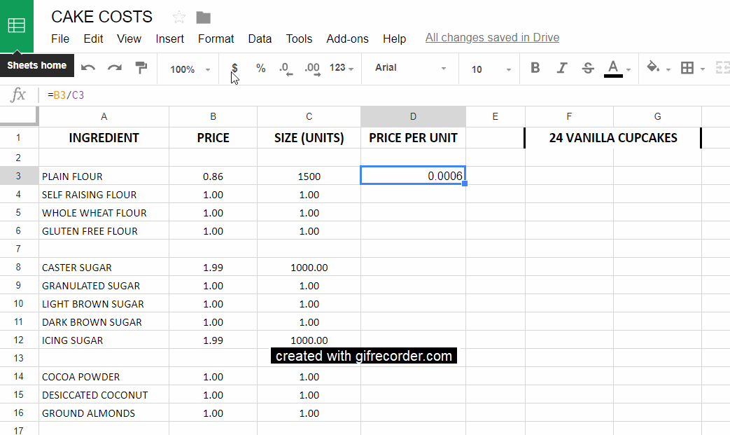 Create your own cake costs spreadsheet: tutorial — Bake This Happen