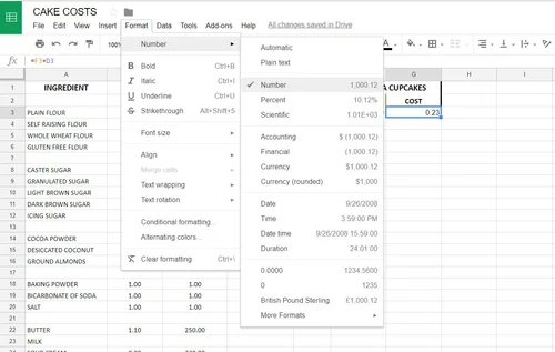 Create your own cake costs spreadsheet: tutorial — Bake This Happen
