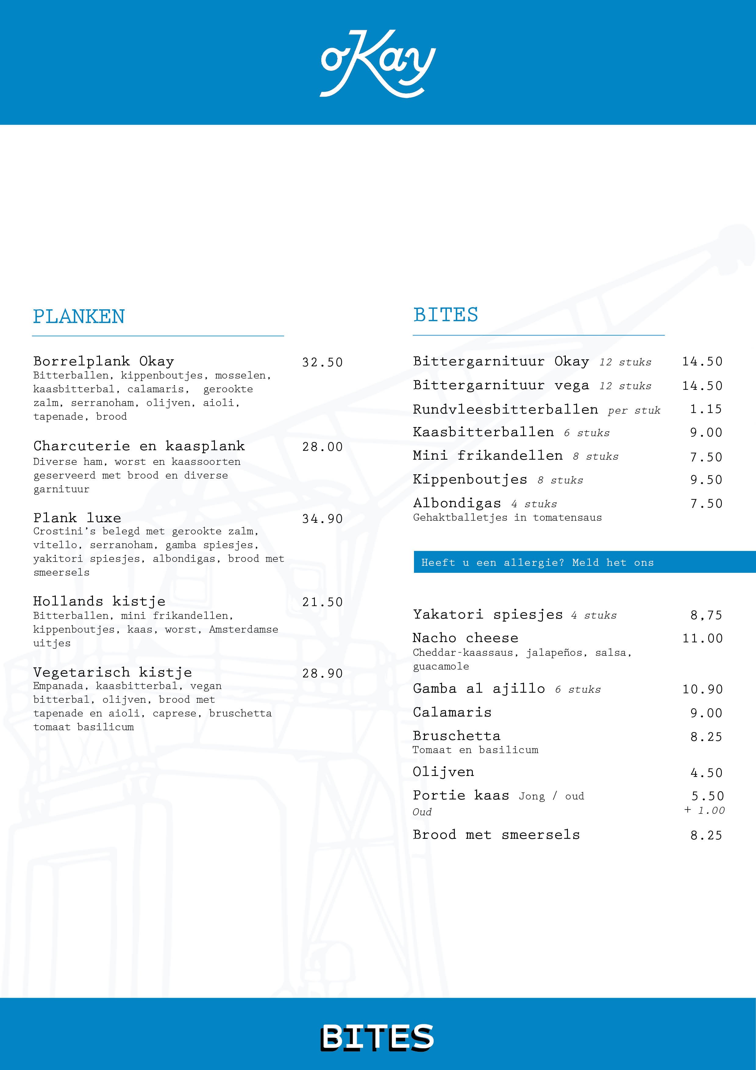 Menukaart - Restaurant Café oKay | Rotterdam