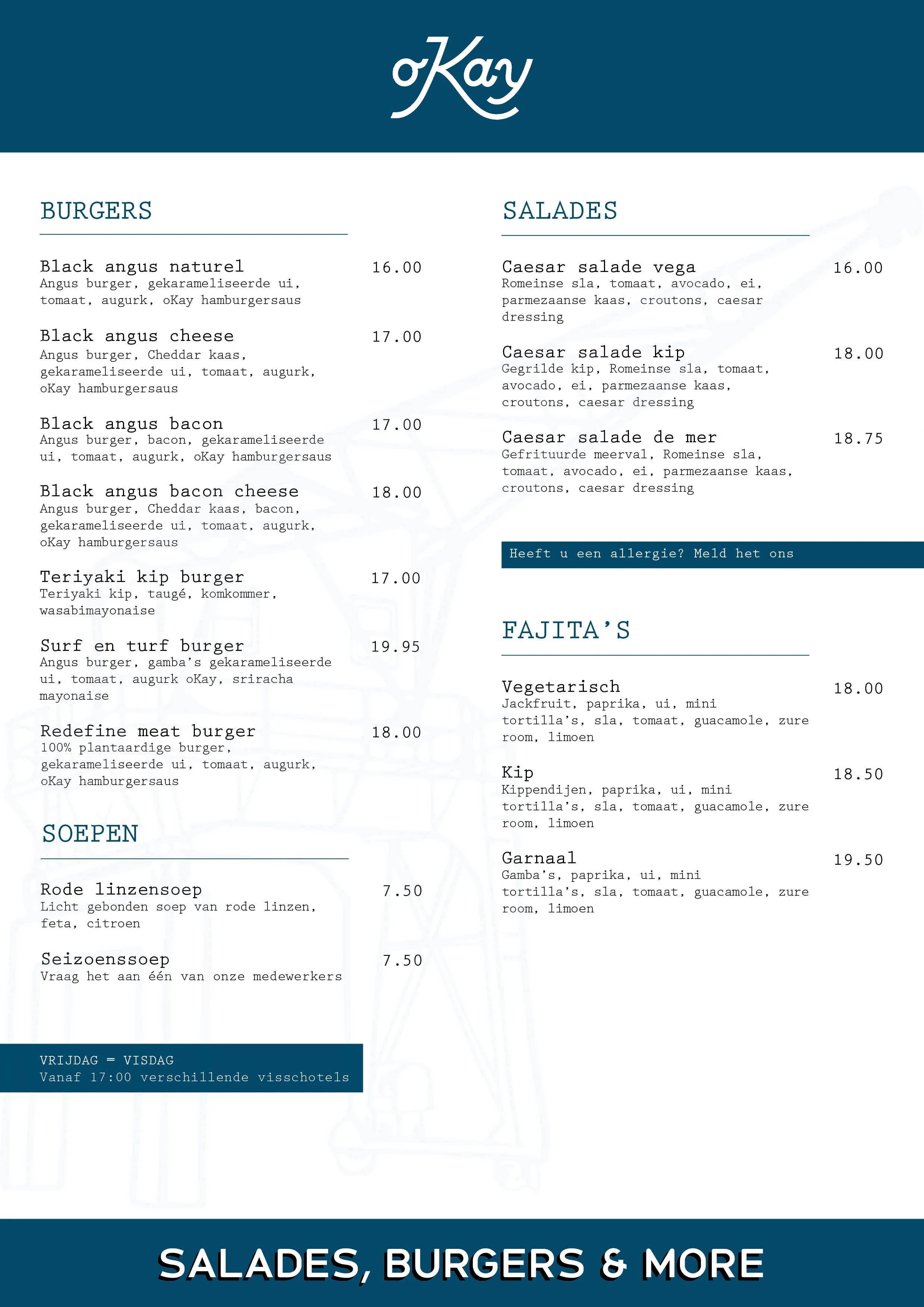 Menukaart - Restaurant Café oKay | Rotterdam