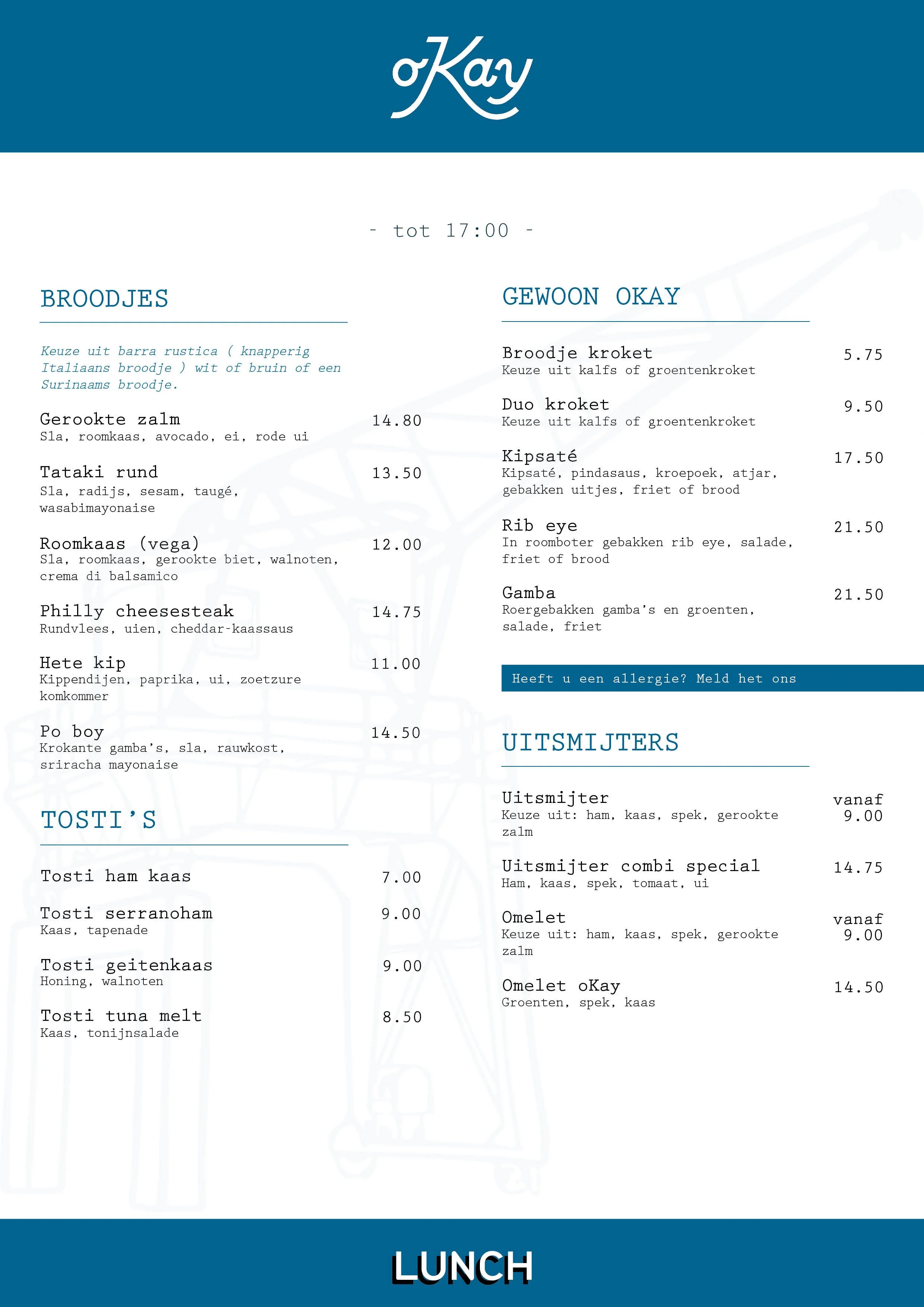 Menukaart - Restaurant Café oKay | Rotterdam