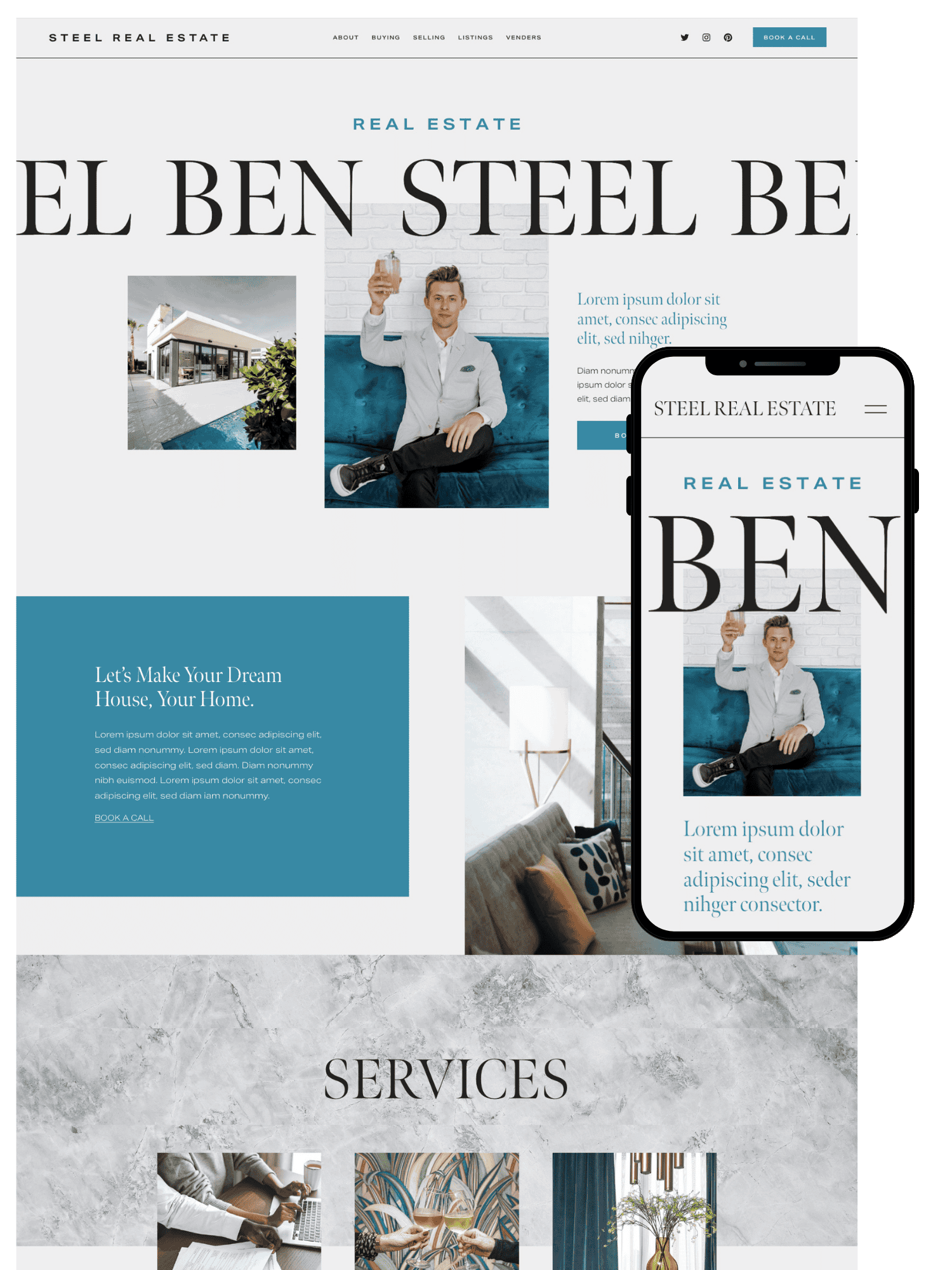 Realtor Website Template for Squarespace | Steel