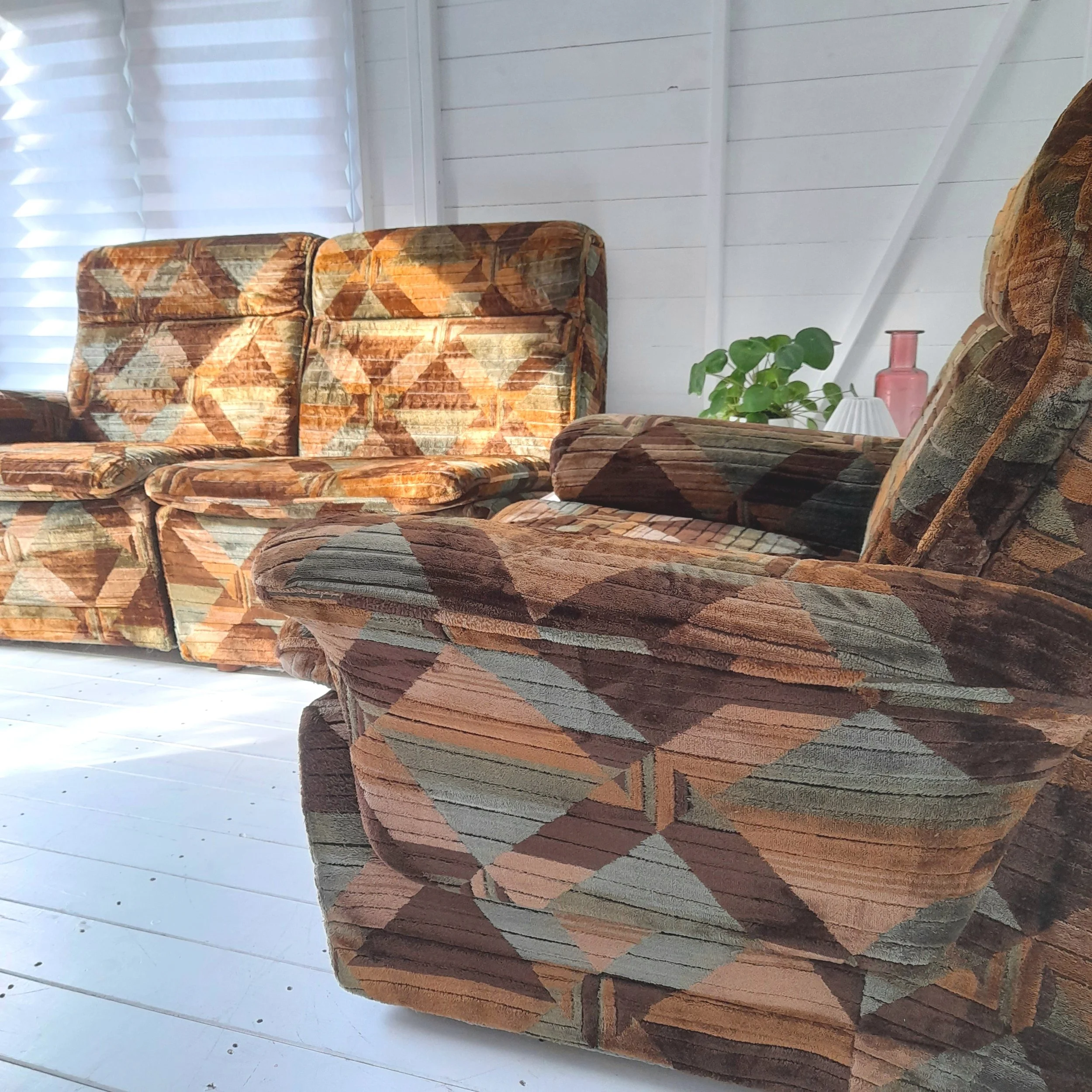 1970's Modular, Graphic Pattern, Sofa Set — House Of Modern Vintage