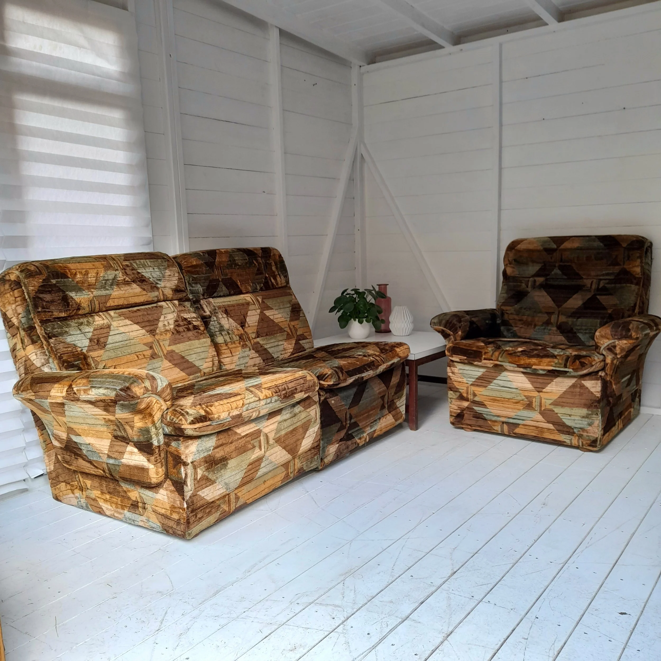 1970's Modular, Graphic Pattern, Sofa Set — House Of Modern Vintage