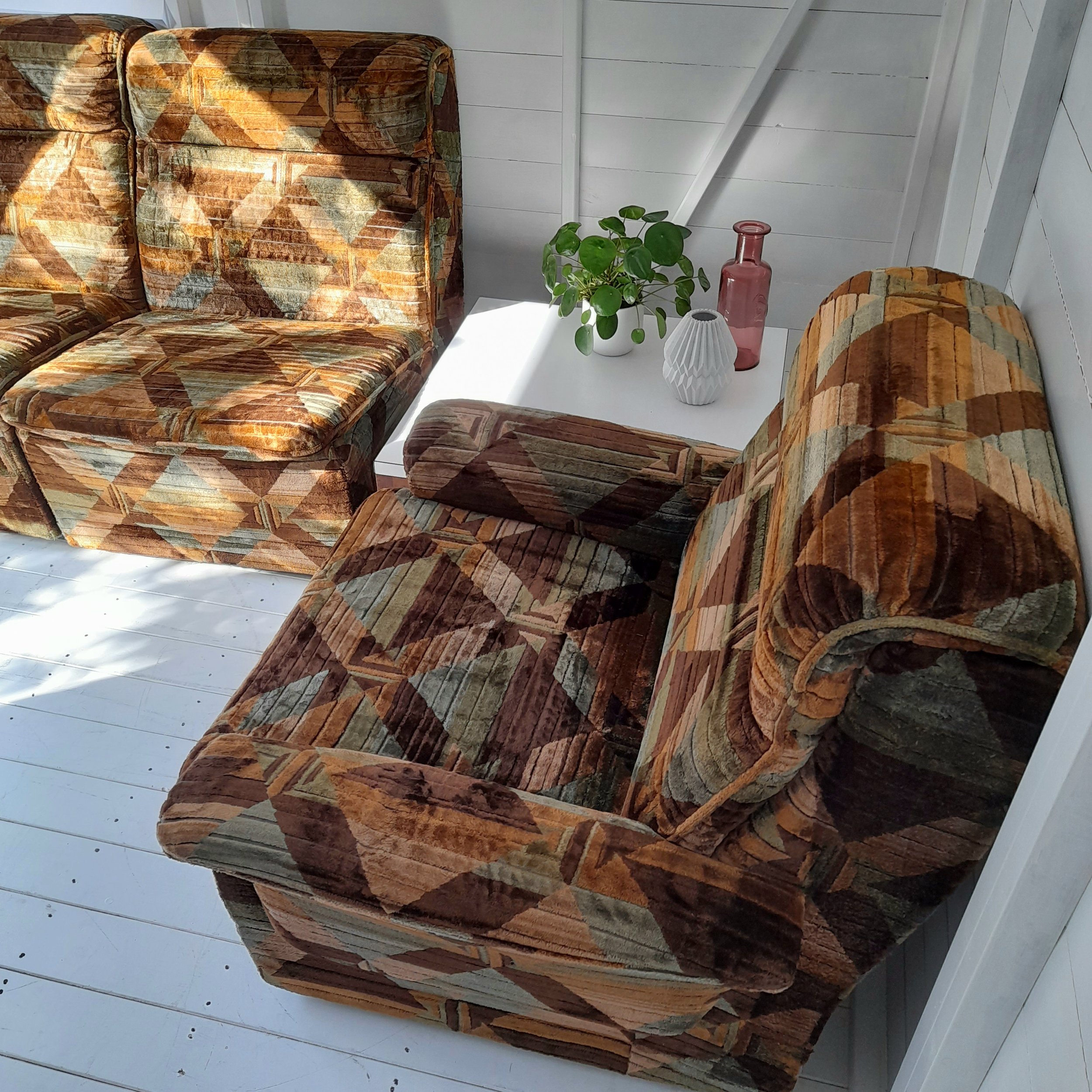 1970's Modular, Graphic Pattern, Sofa Set — House Of Modern Vintage