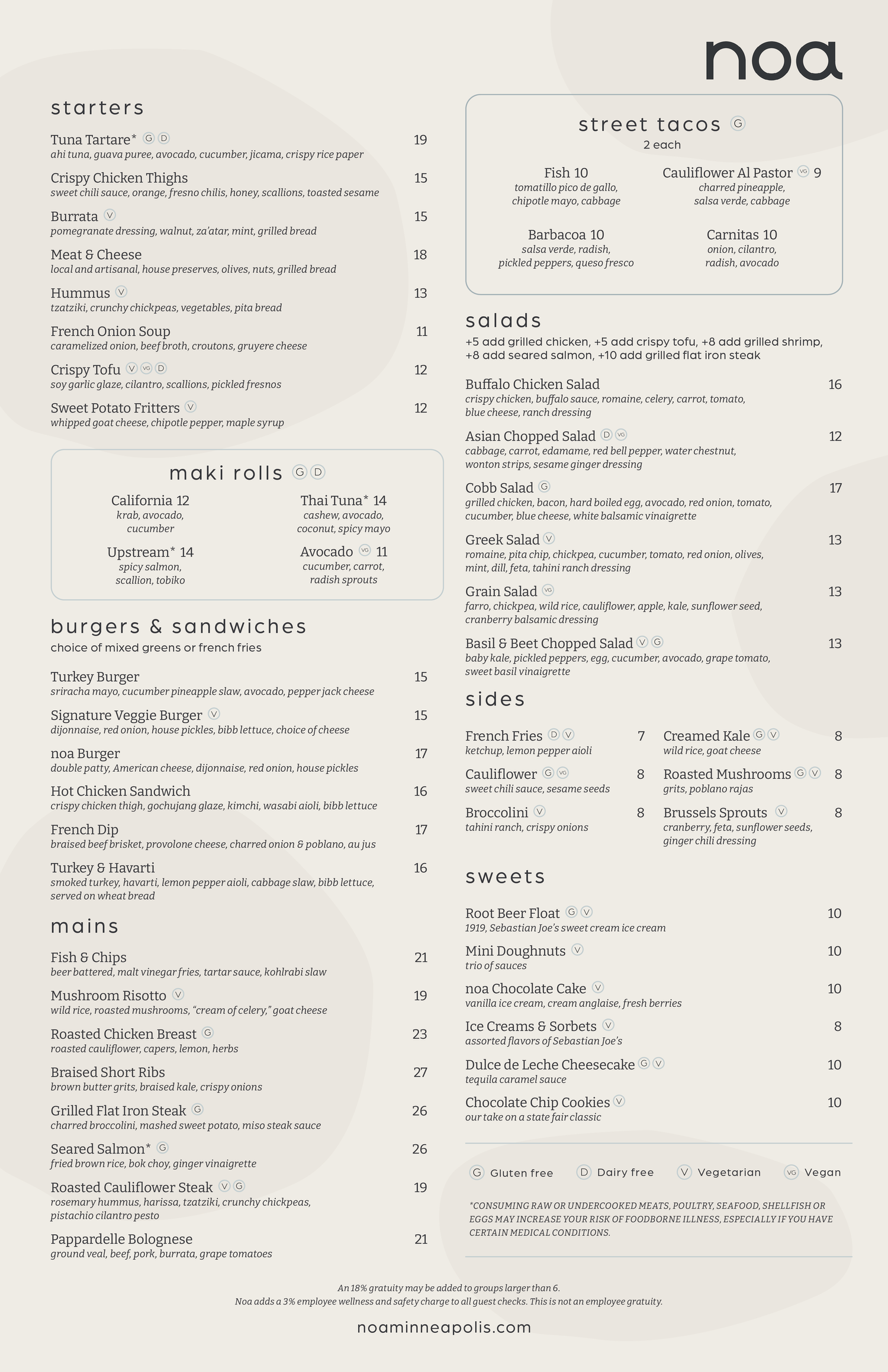 Menu — noa Minneapolis