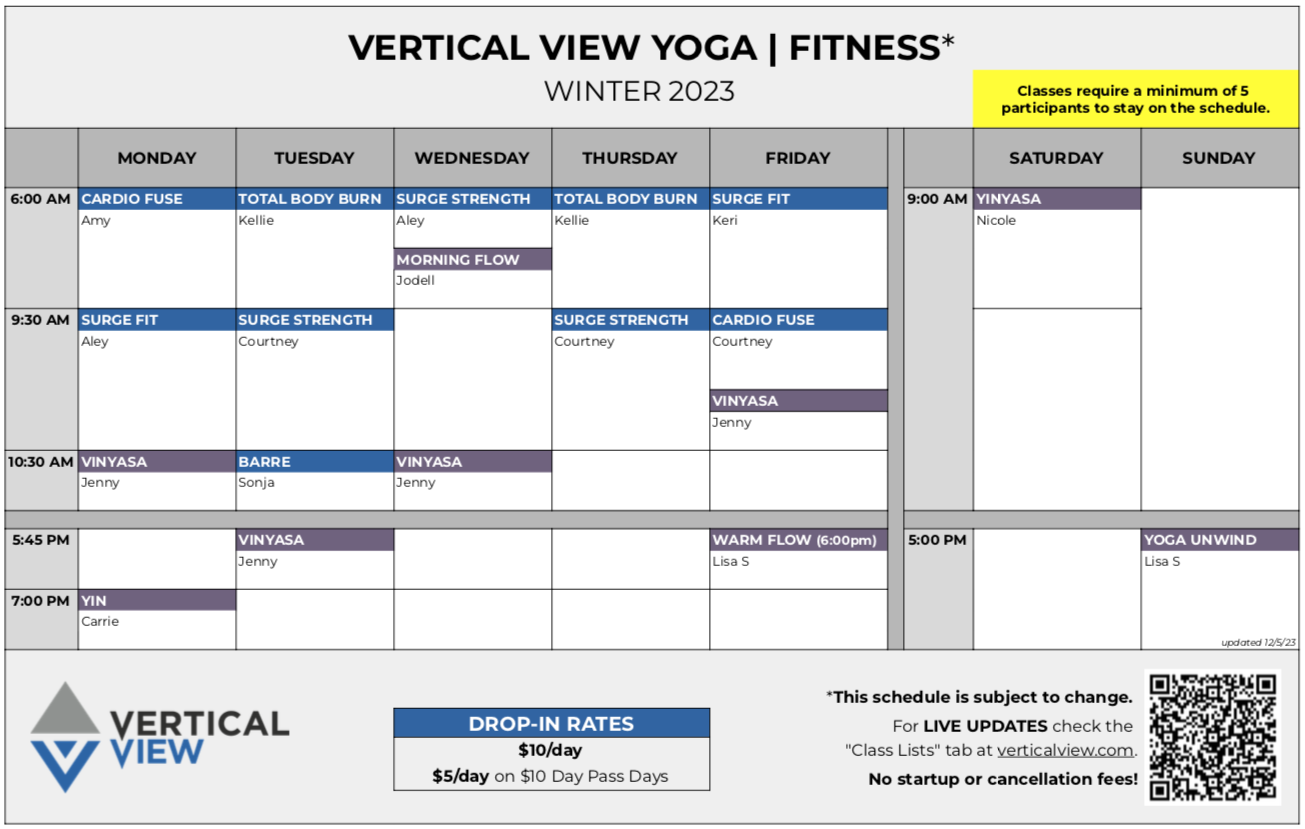 Schedule & Information — Vertical View