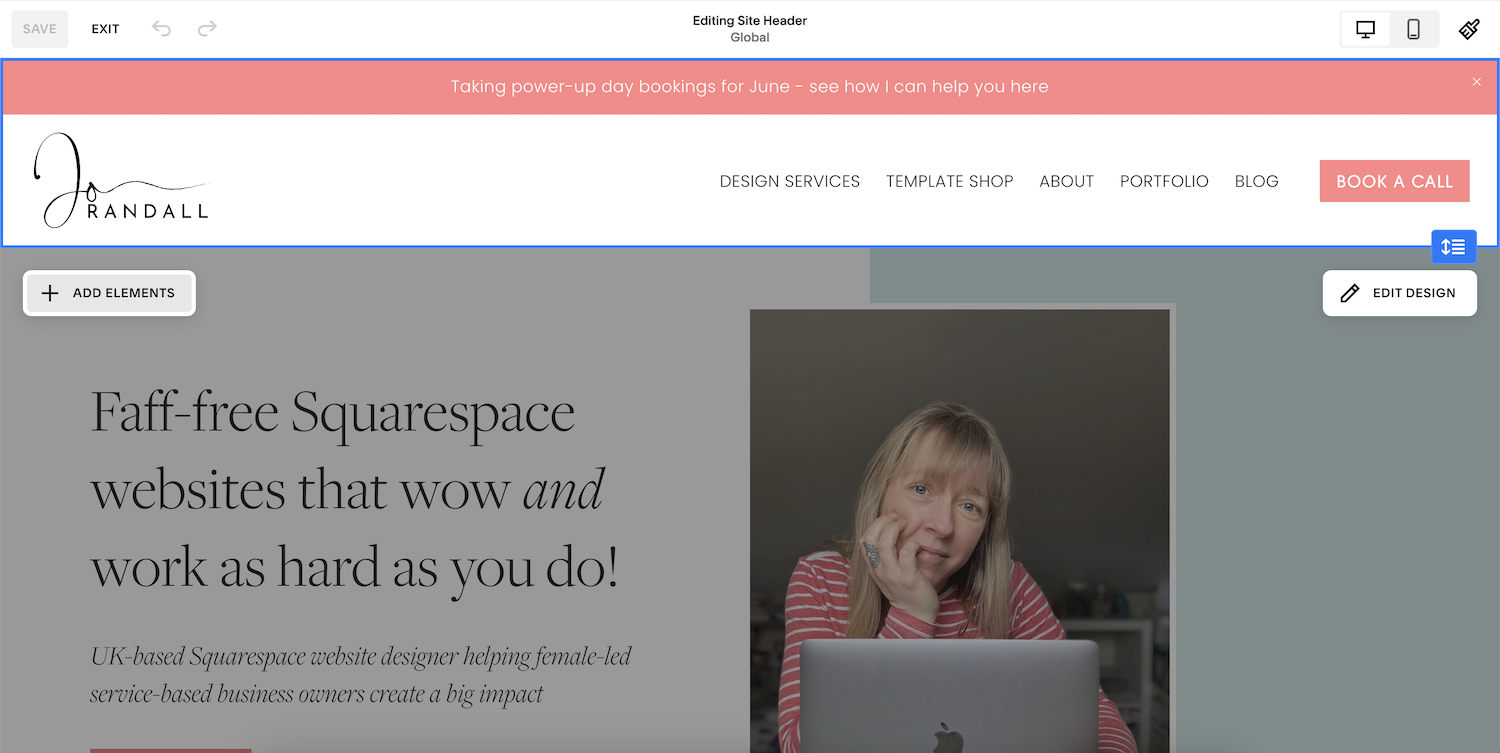 How to add a button to your Squarespace website header