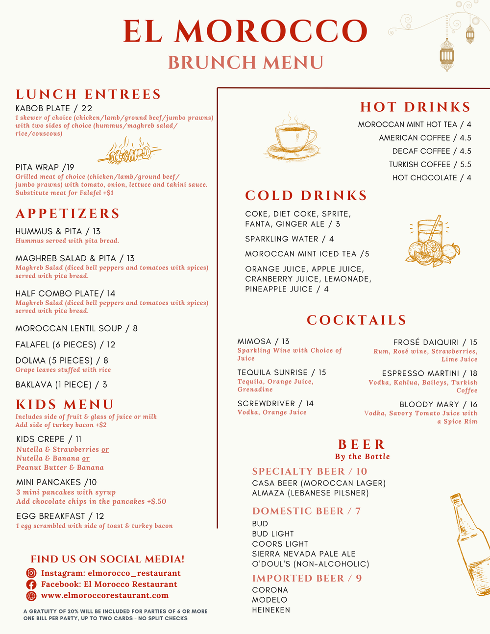 Menus — El Morocco