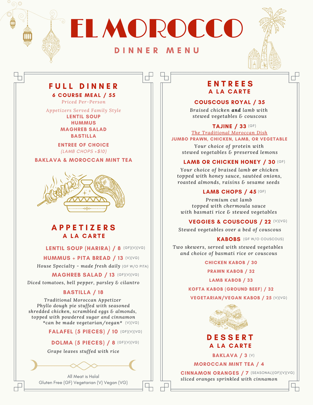 Menus — El Morocco