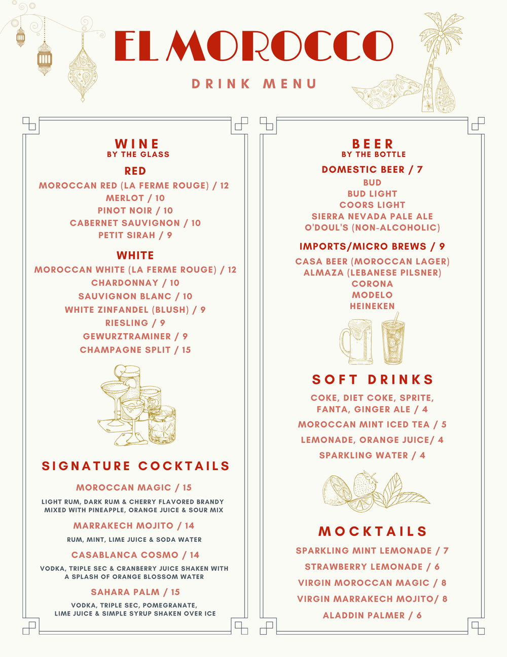 Menus — El Morocco