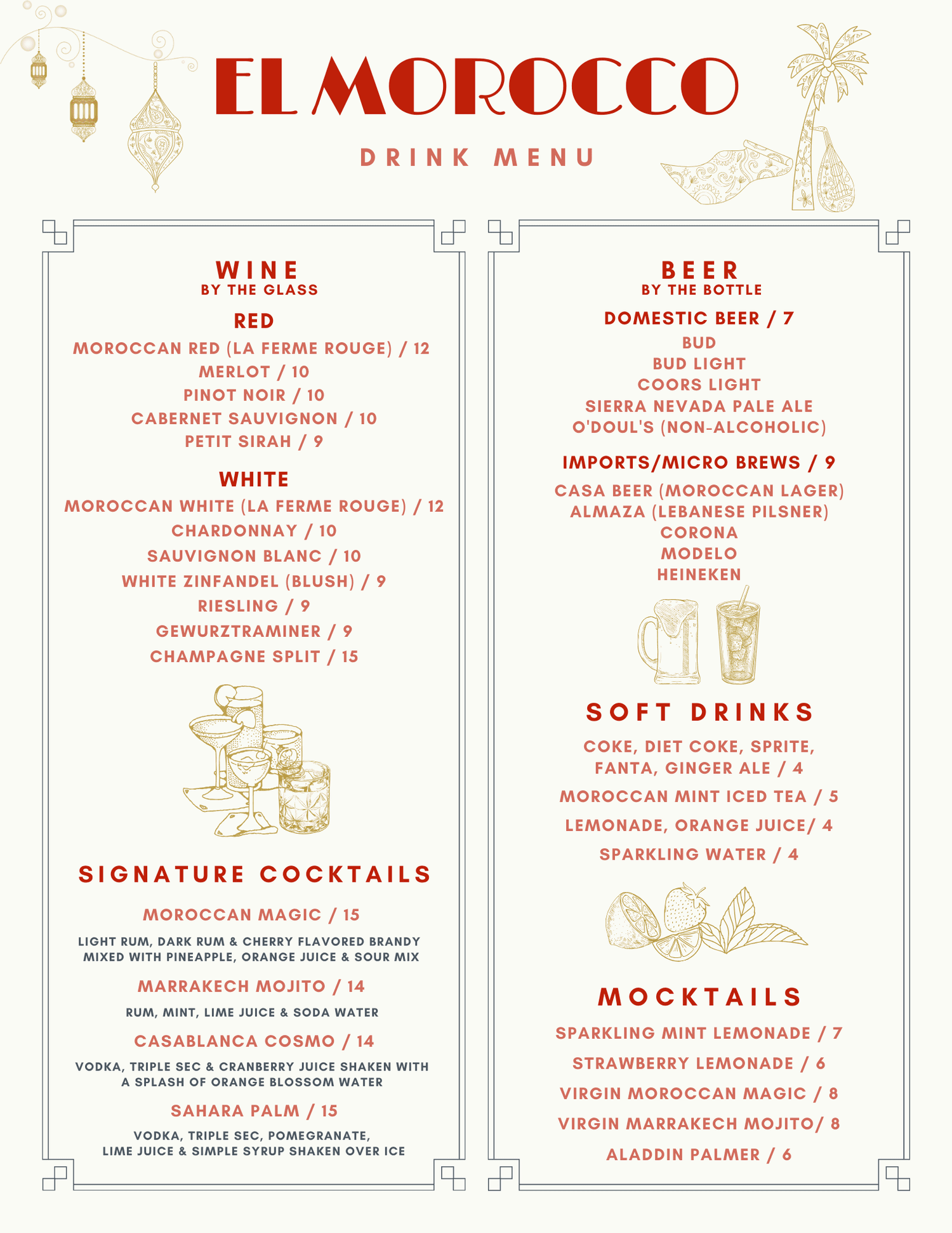 Menus — El Morocco