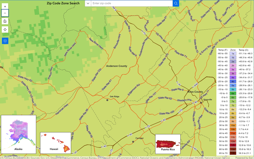 USDA Hardiness Zone Map — Tennessee Naturescapes